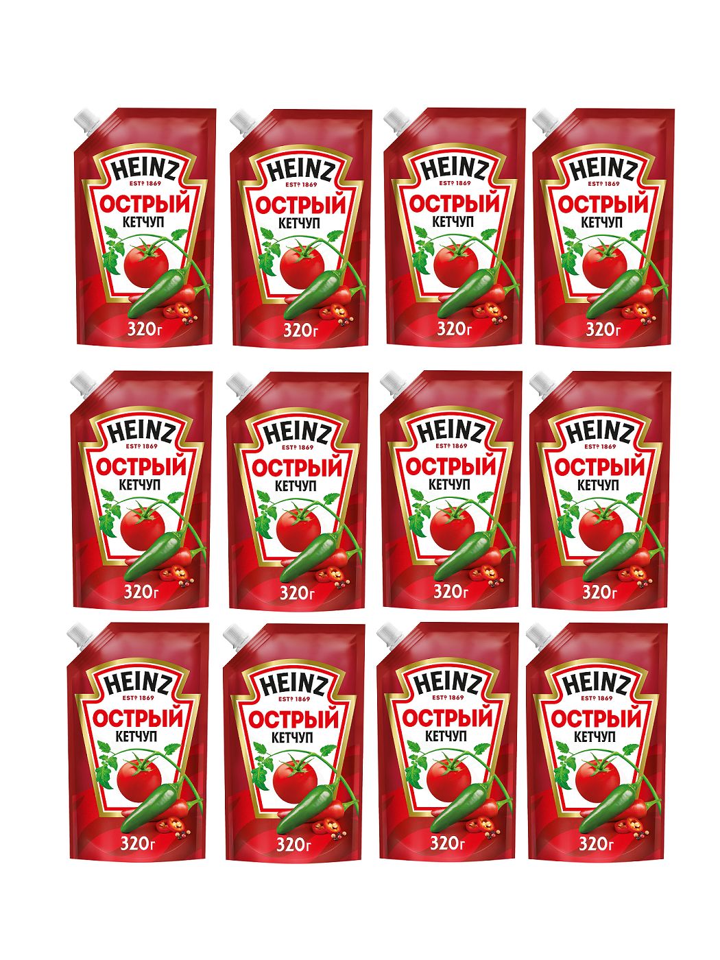 Heinz Кетчуп Острый, 320 гр, 12 шт