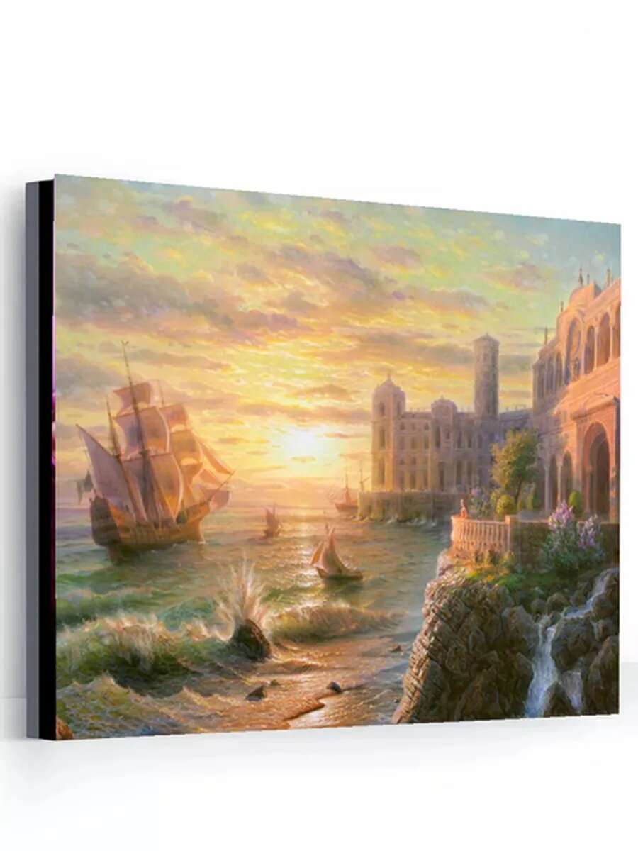 Картина по номерам "Корабль в море", на холсте на подрамнике, 40 x 50 см