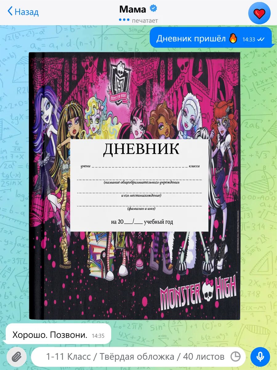 Школьный дневник с принтом Роблокс