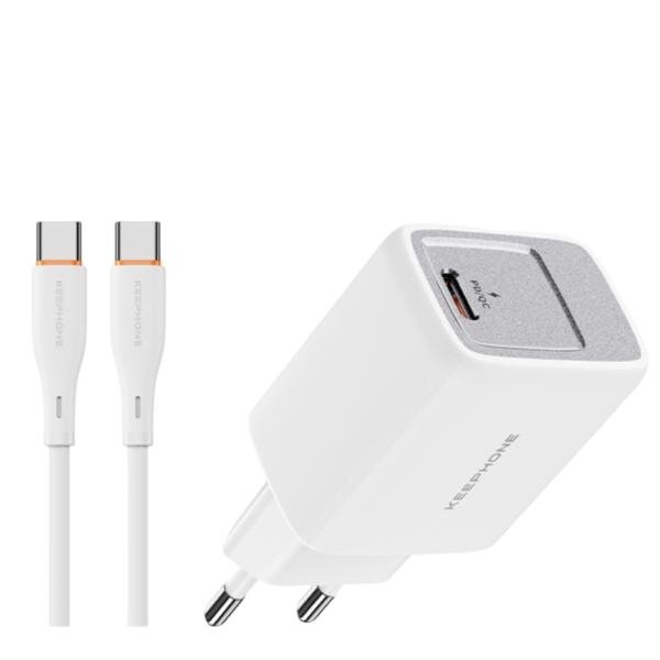Сетевое зарядное устройство Keephone Mixeed KP-EB008, 1C 45W GaN, с кабелем Type-C на Type-C, белое