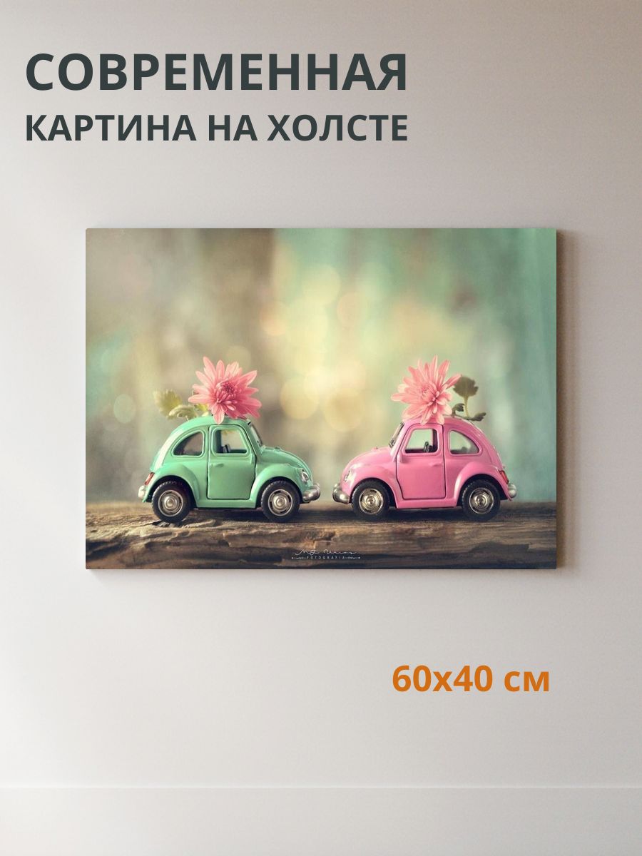 Картина на холсте Горизонтальные полосы (зелёный и розовый) 60x40 см
