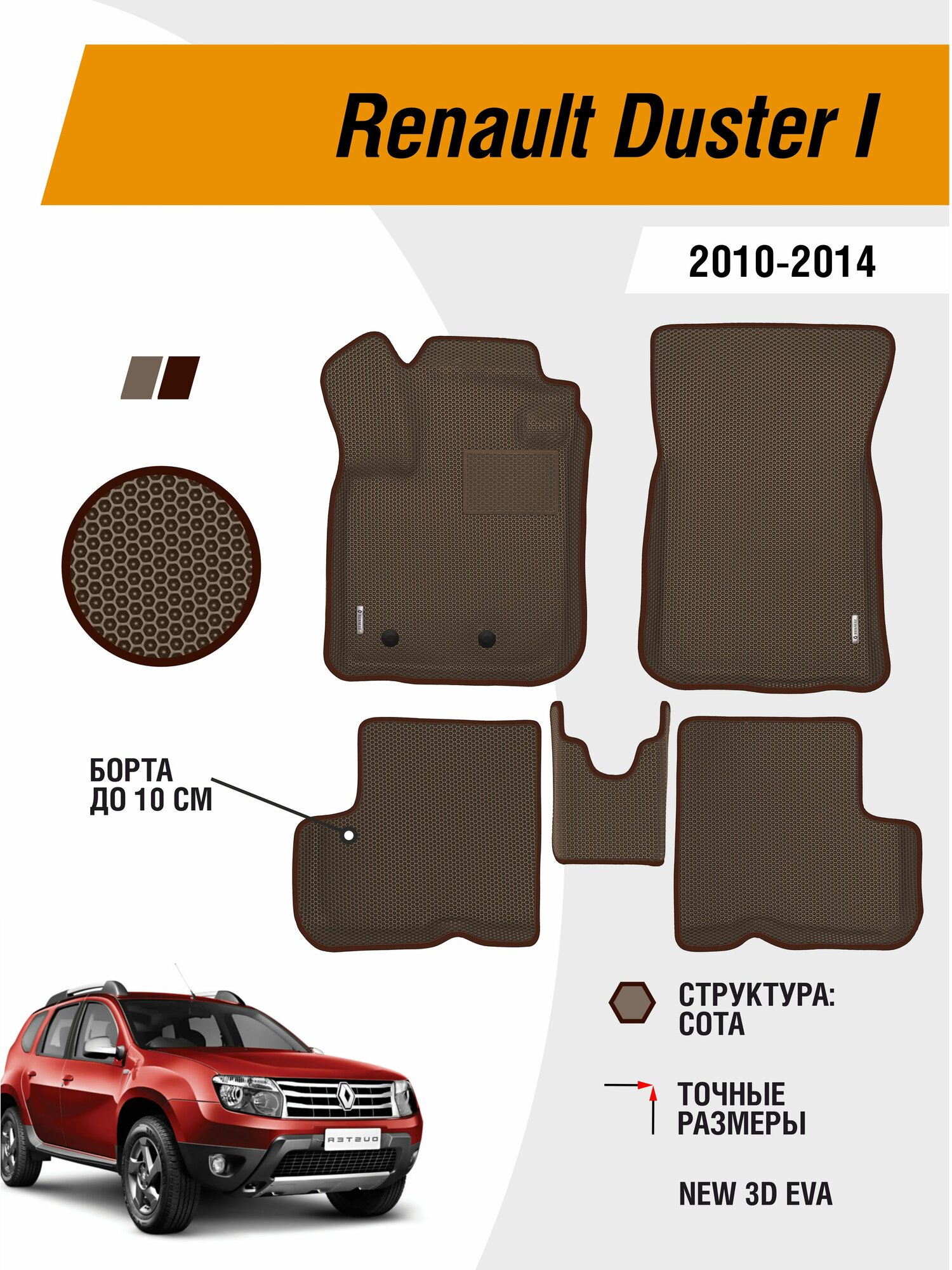 Коврики ЭВА автомобильные Renault Duster 1 2010-2014 EVA с бортами