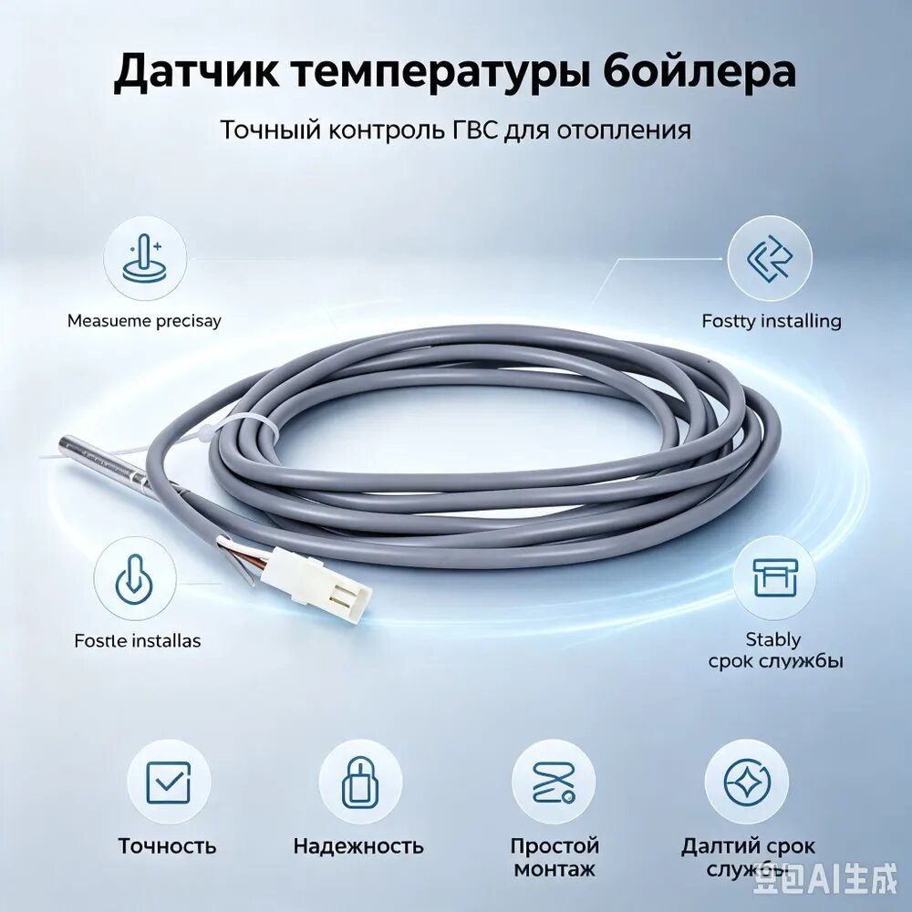 Датчик температуры водонагревателя бойлера для котлов Vaillant арт.306257, запчасть НТС для ГВС, замена сломанного сенсора отопления
