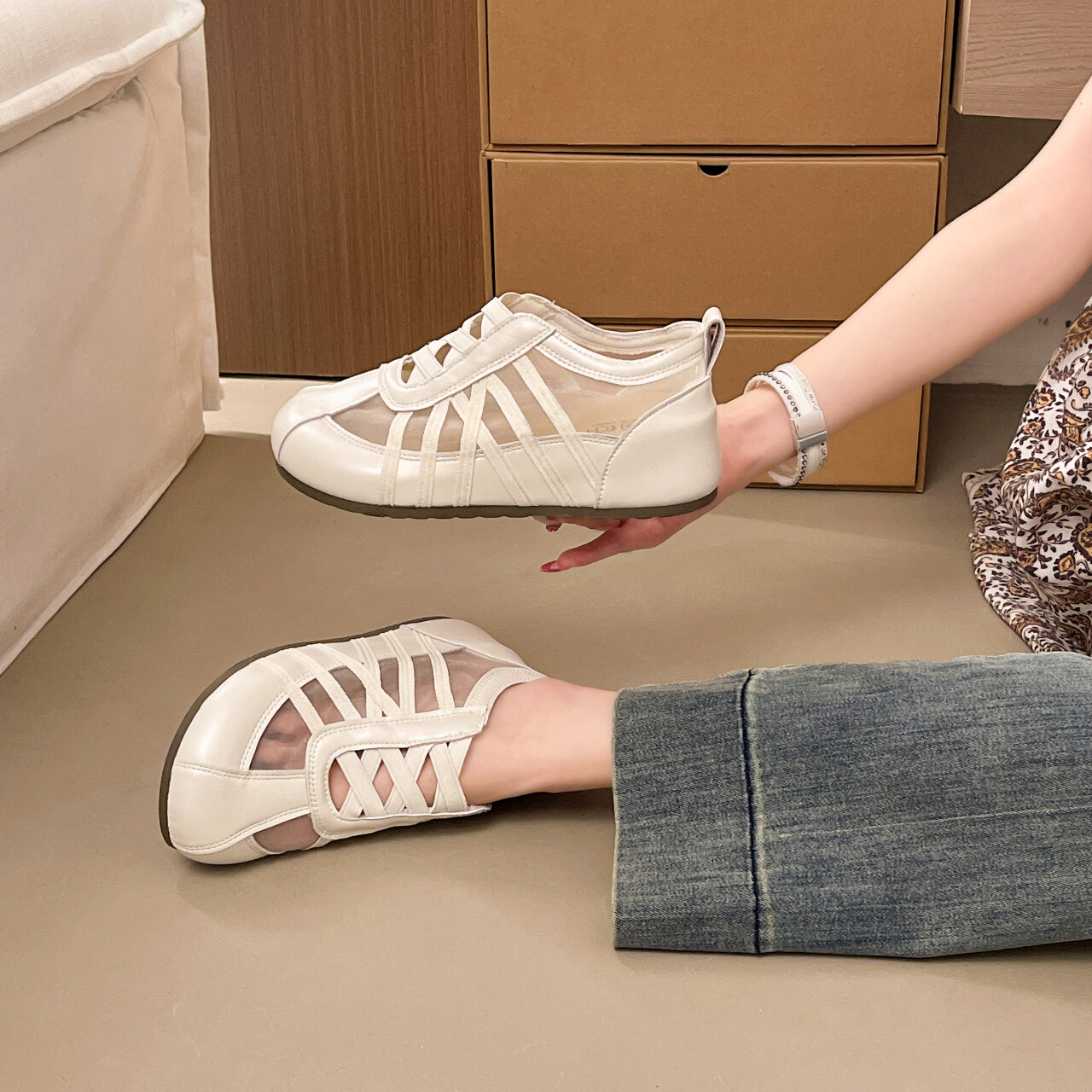 Кеды, размер EU 39 стопа (24,5CM), бежевый — фото 1