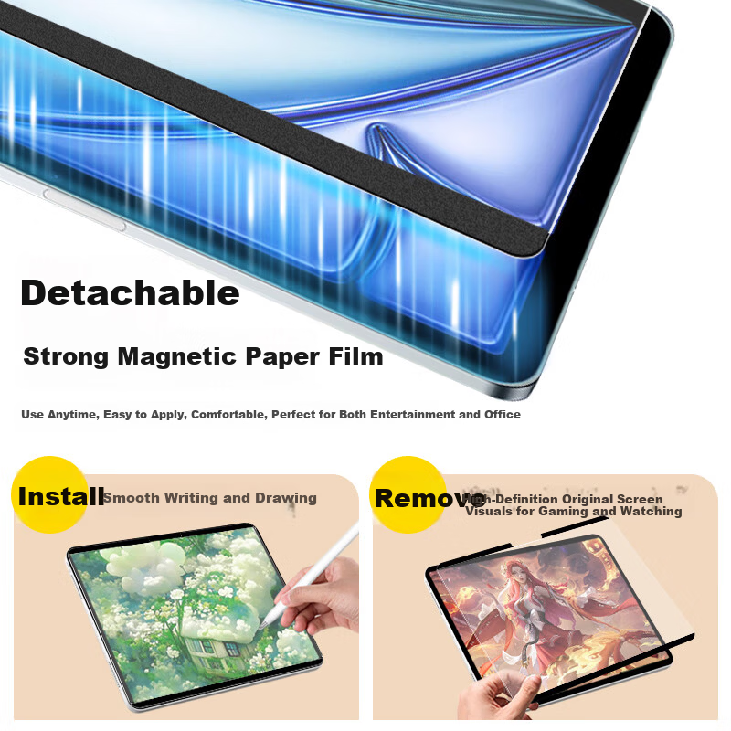 ESCASE Магнитная бумажная пленка для экрана iPad Air 8/7/6 13 дюймов для рисования и письма Цвет：Магнитная клеящаяся