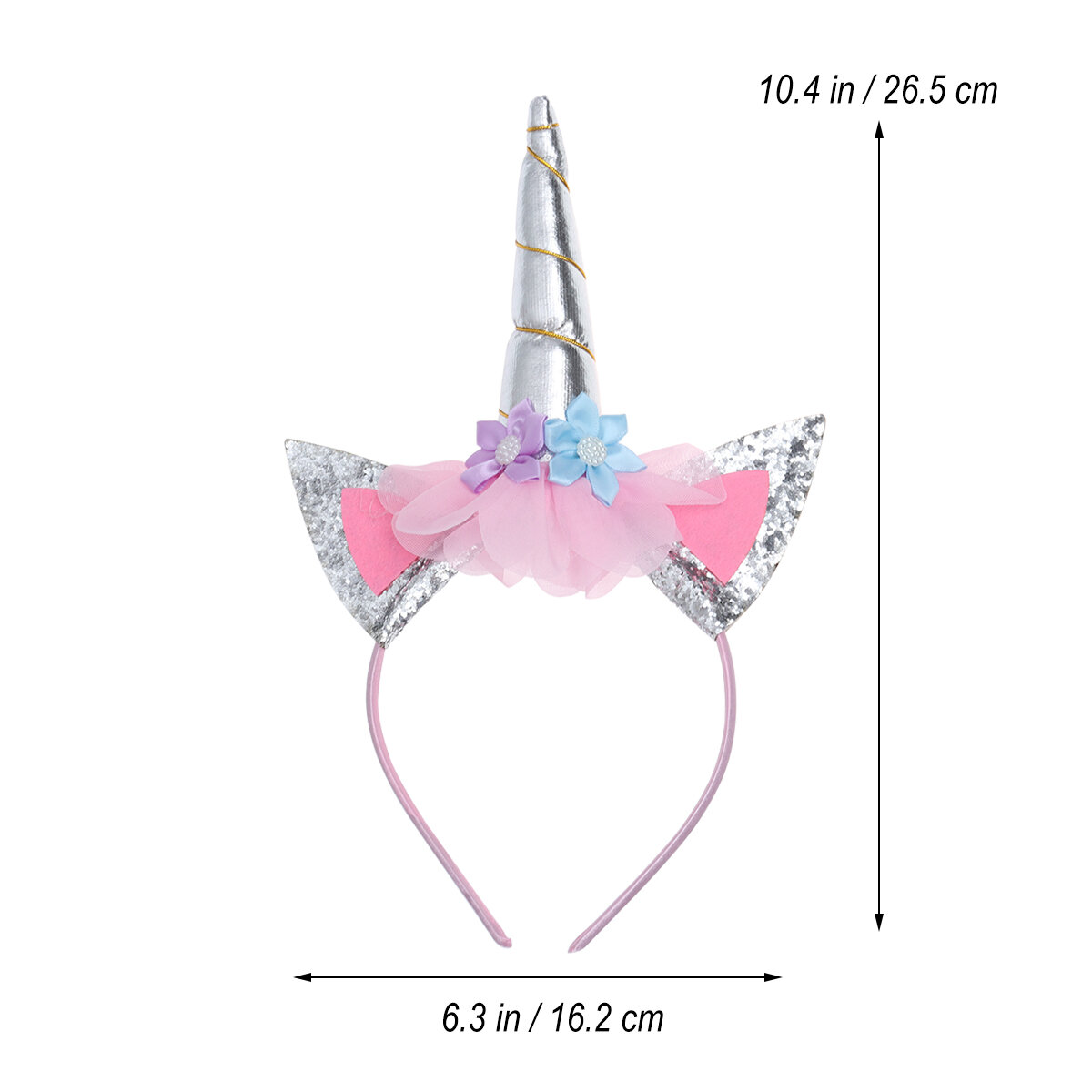 Ободок Для Волос С Единорогом И Блестками Серебристый 17.00X4.00X27.00CM