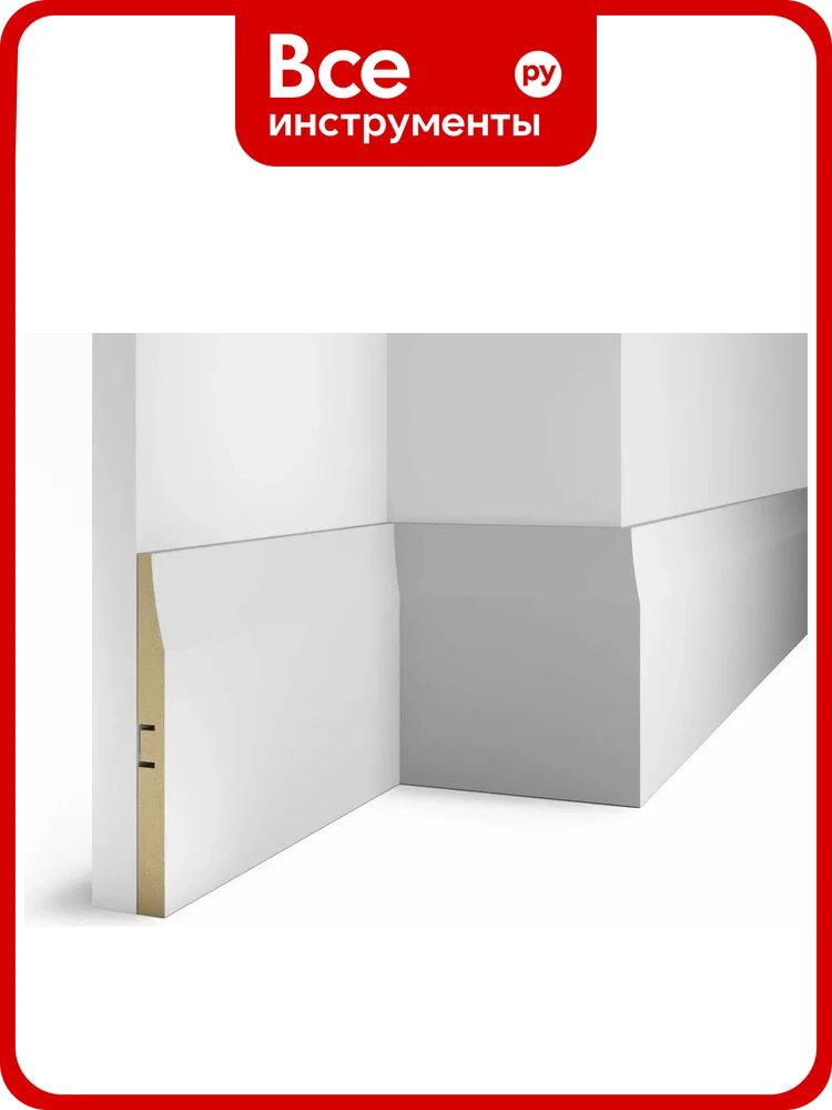 Плинтус COSCA DECOR AP25 под покраску, белый, 184x16x2400 мм, МДФ, с пазом СПБ098353