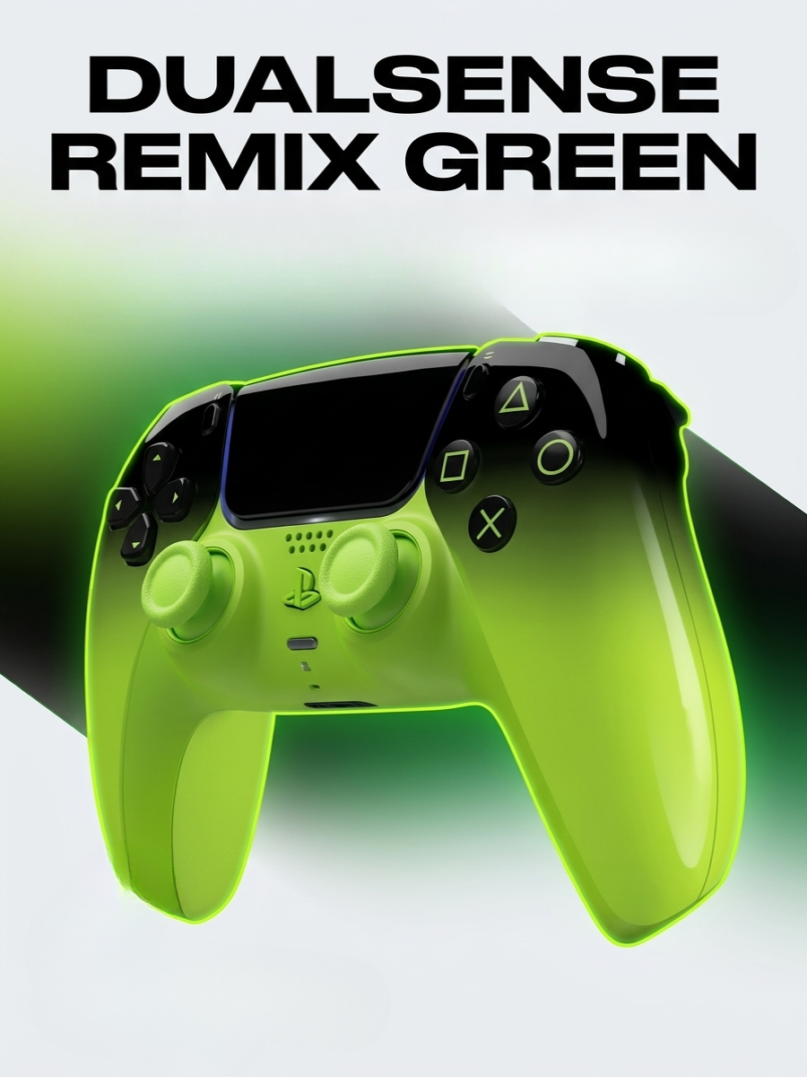 Sony DualSense Wireless Controller Remix Green для PS 5, Bluetooth, виброотклик, адаптивные триггеры