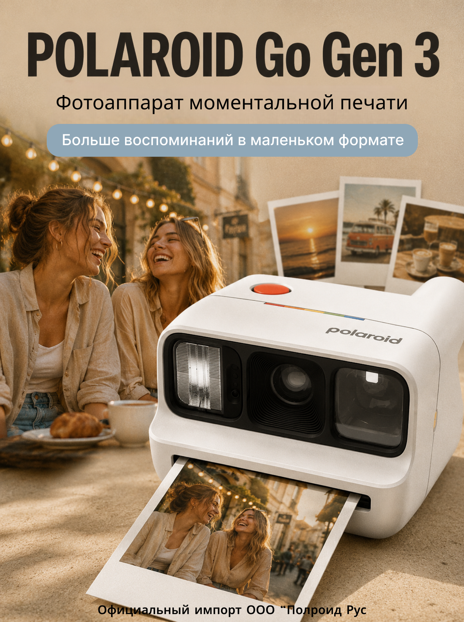 Фотоаппарат моментальной печати Polaroid GO (Gen3), белый