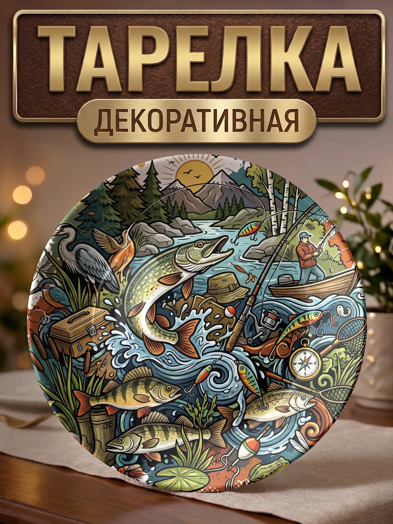 Тарелка декоративная Рыбалка