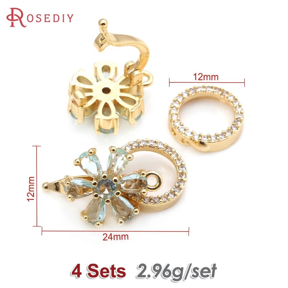 Круглые соединители Rosediy из латуни и циркония, золотистого цвета, 4 49921Light Lake Blue