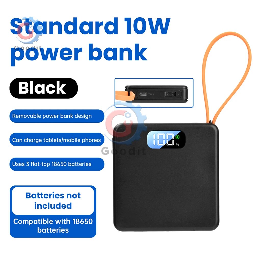 Power Bank 10W Черный, без аккумулятора
