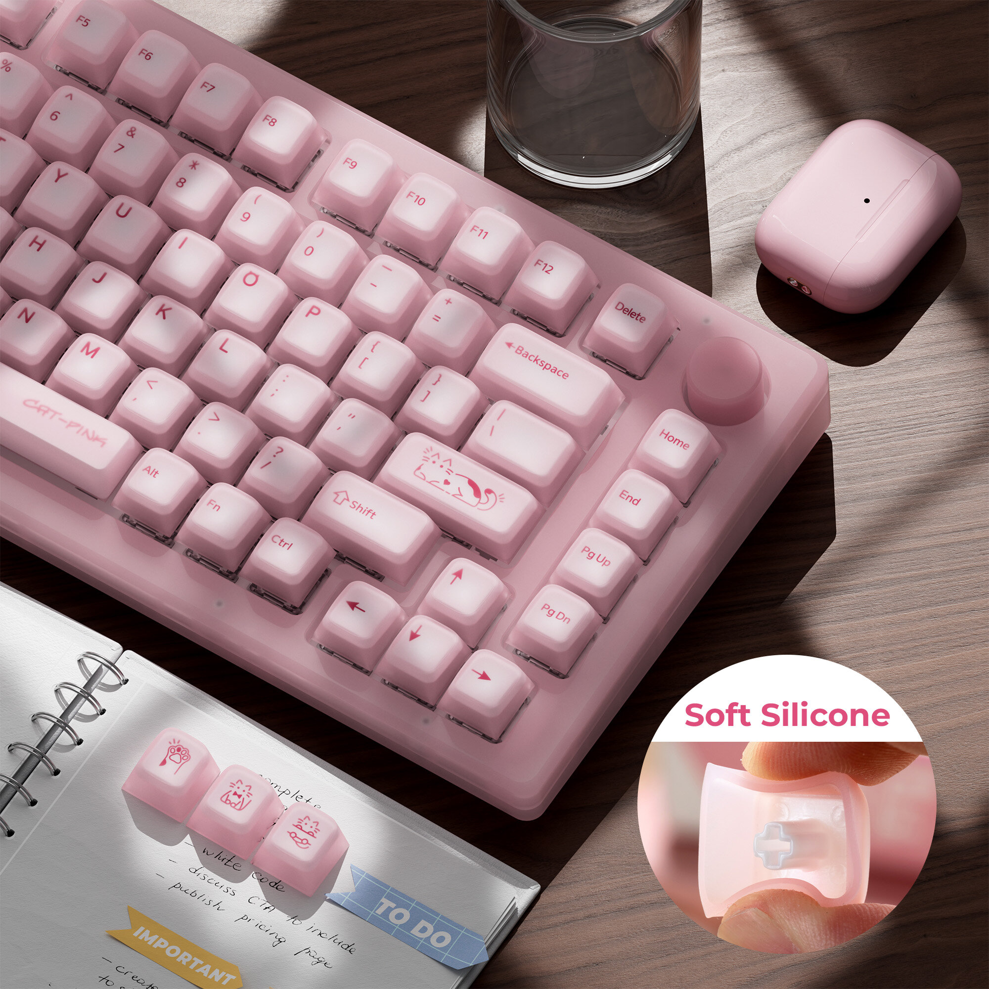 Кейкапы для механической клавиатуры XVX Cherry с русской раскладкой (RU/EN) Силикон Top Print "Силиконовый кейкап Пудинг"