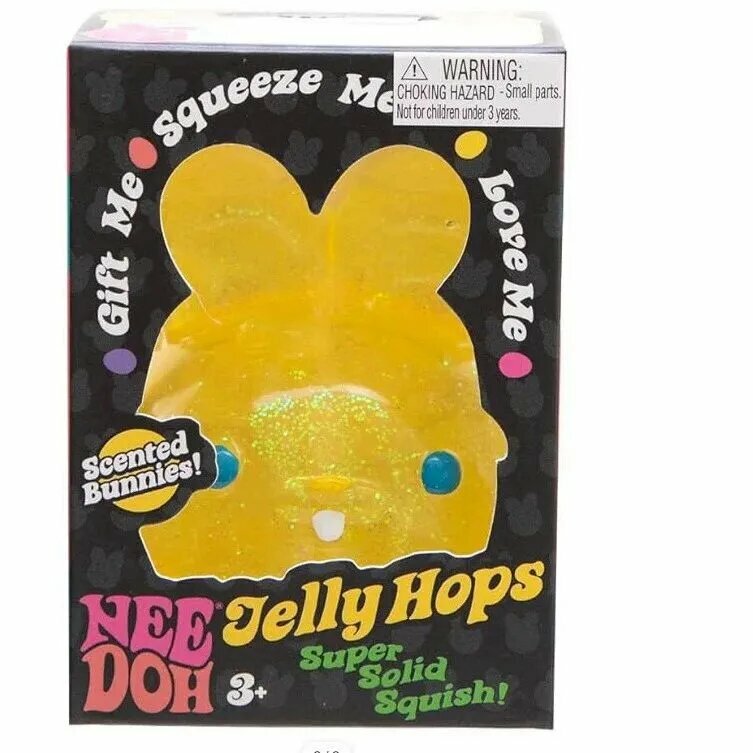 Игрушка-антистресс Сквиш Зайчик NeeDoh Jelly Hops, ароматизированная мялка с блестками