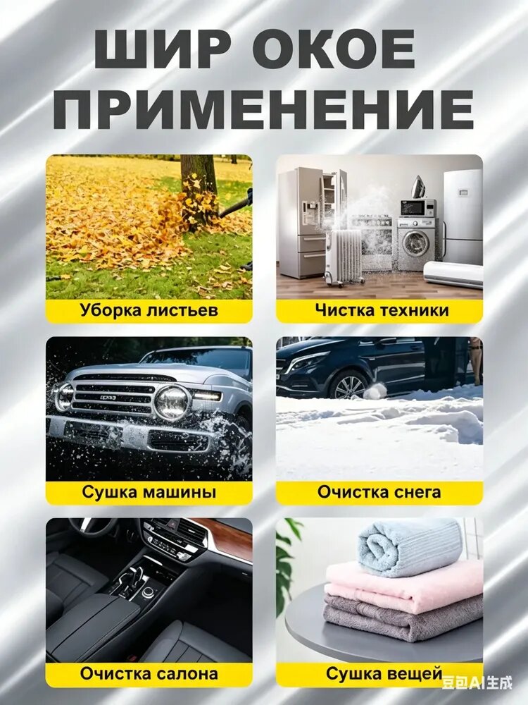 GEALFIS Воздуходувка аккумуляторная, 850 Вт, Черный матовый, Ручной, без аккумулятора — фото 1
