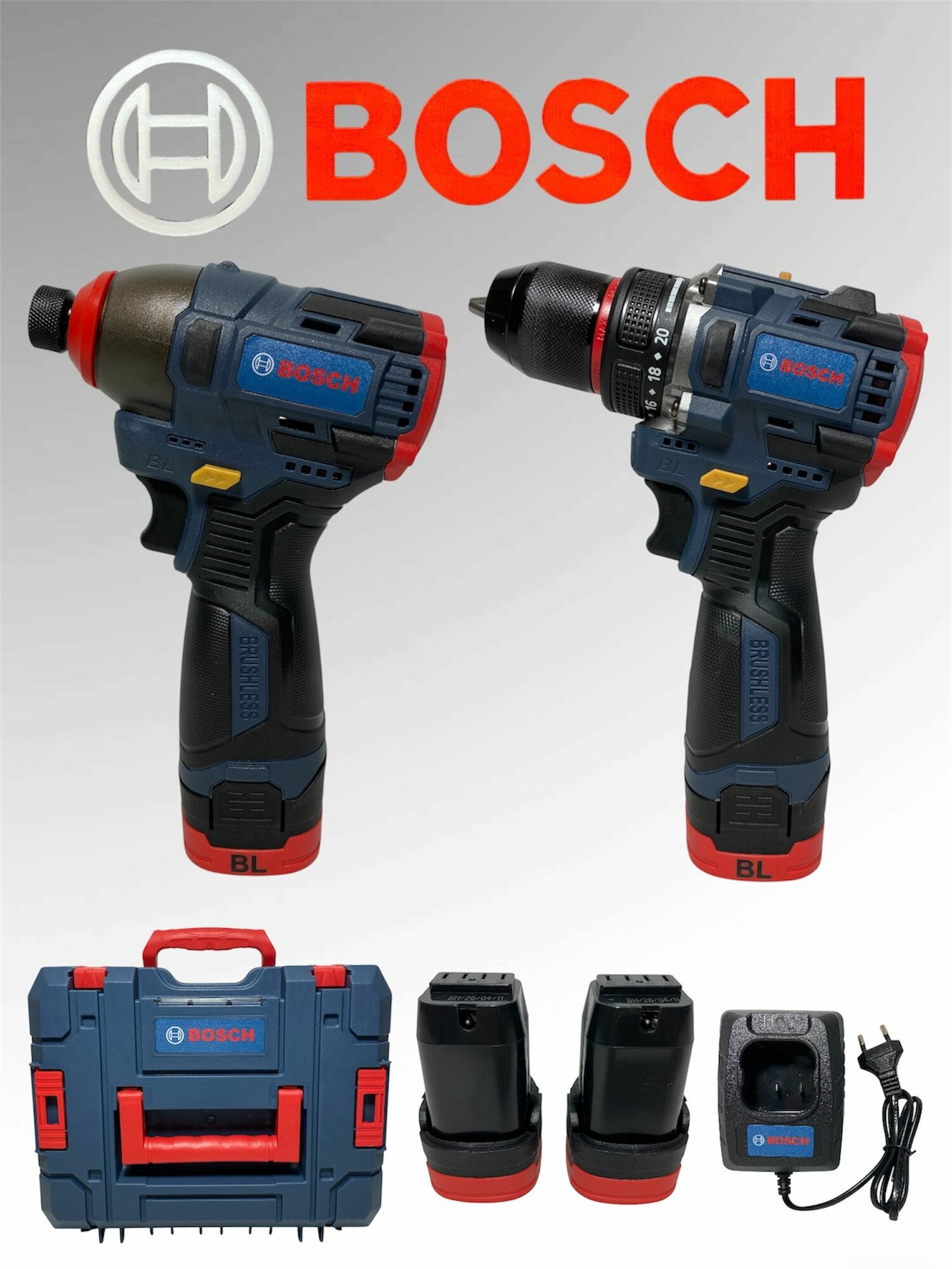 Набор инструментов BOSCH 2 в 1 аккумуляторный шуруповерт и винтоверт 18 вольт 2 ампер