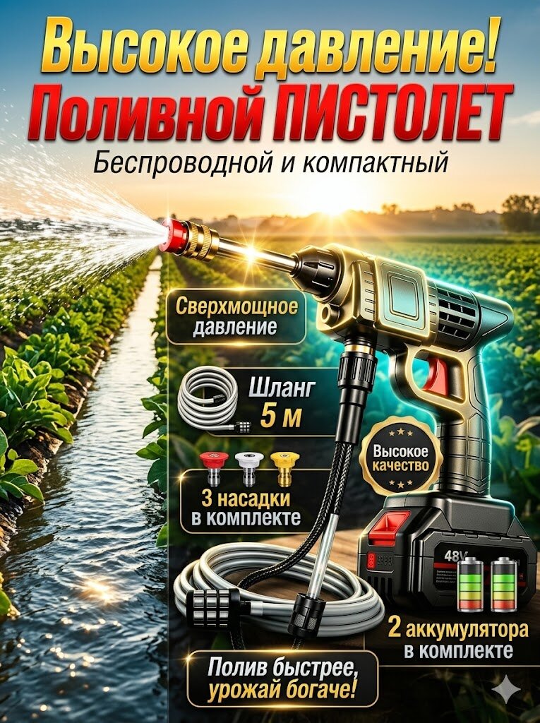 Насос аккумуляторный для полива из бочки, 48V