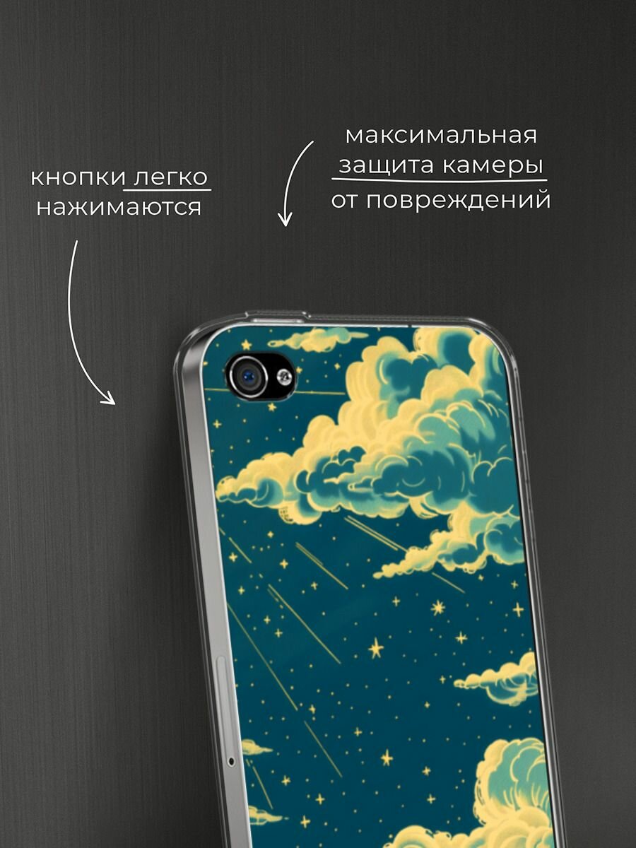 Чехол на Apple iPhone 4/4S / Айфон 4/4S с принтом Звездное небо с облаками — фото 1