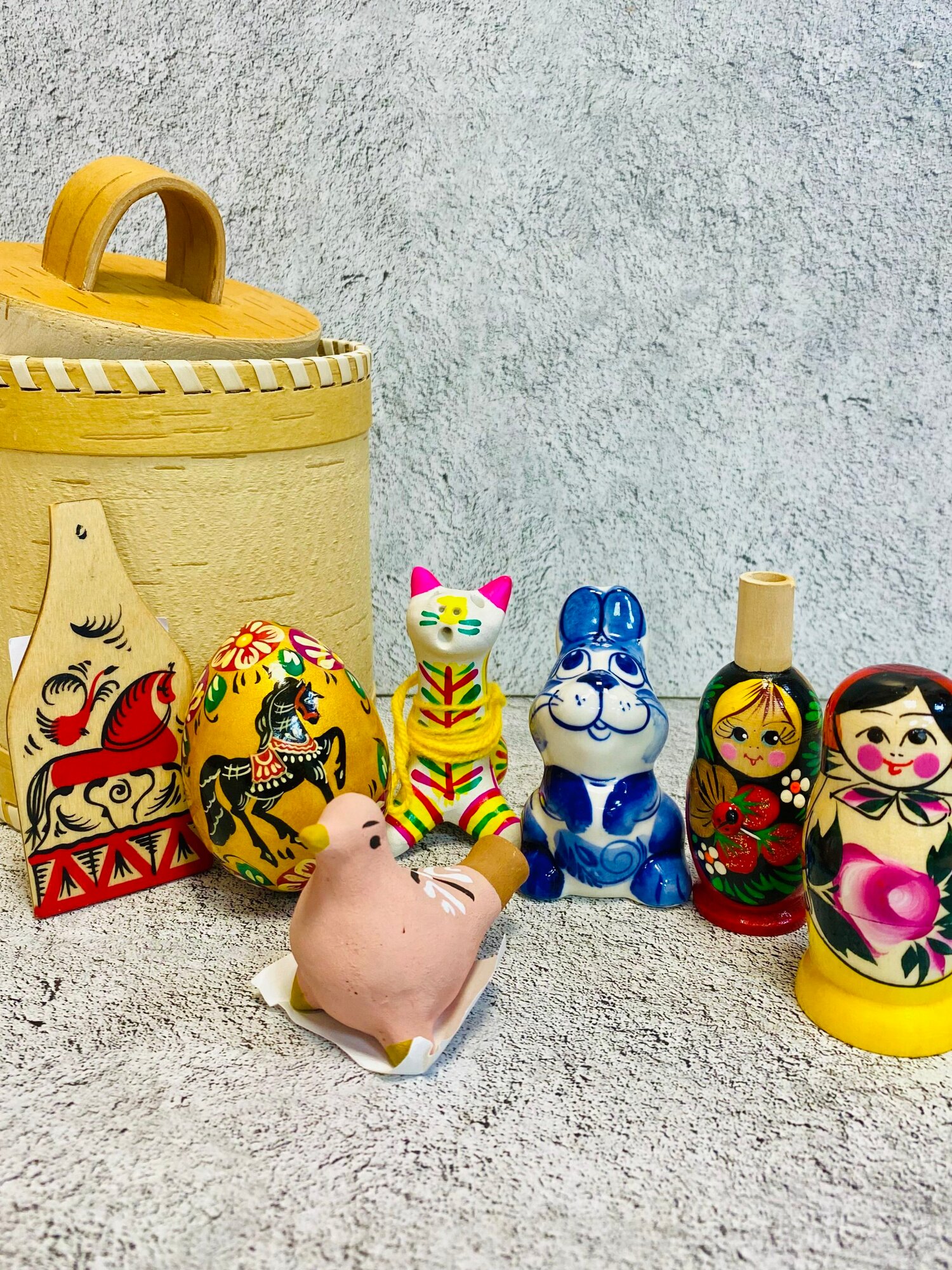 Набор Народные промыслы 7 предметов (в туеске) / сувениры 7 шт. /