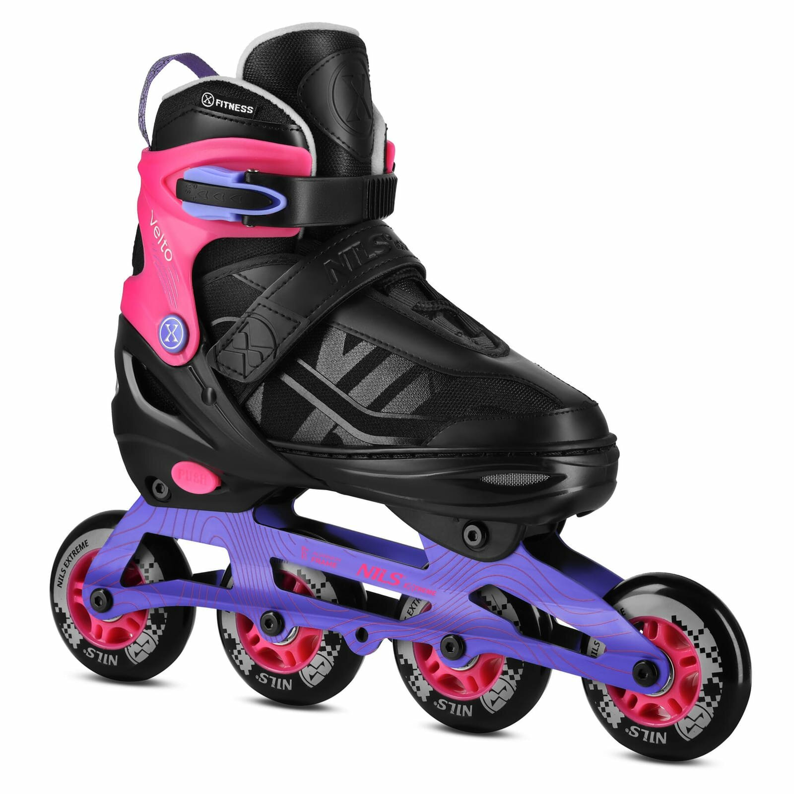 DECATHLON ролики decathlon velto nils extreme na684, черный/розовый, 39/42