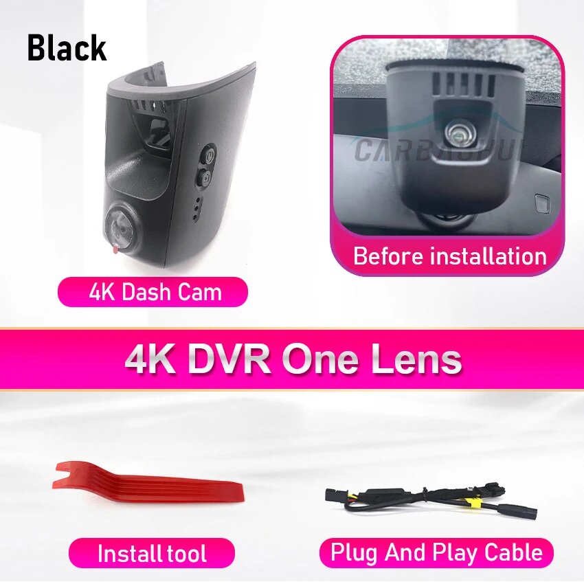 Для Audi A3 A4 A4L A6 c7 Q5 sq5 2018-2025 4K Видеорегистратор 4K Front Cam(Black), With 128G TF Card