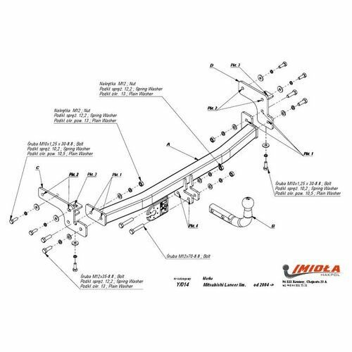 Фаркоп skoda (scala) IMIOLA Y014