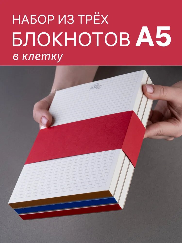 Набор из 3 блокнотов A5 Story Me! Ритм, 75 листов каждый (225 листов), кремовая бумага 120 г, отрывные листы, цветной торец