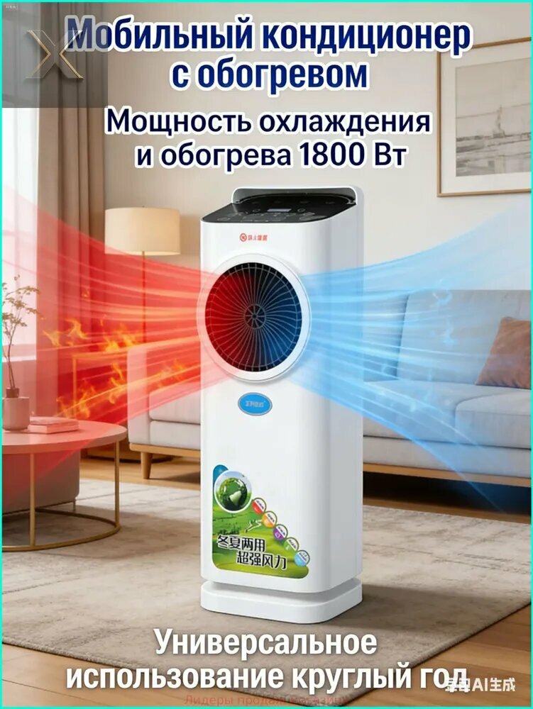 Вентилятор Мобильный кондиционер с обогревом 1800W-b8356138db07