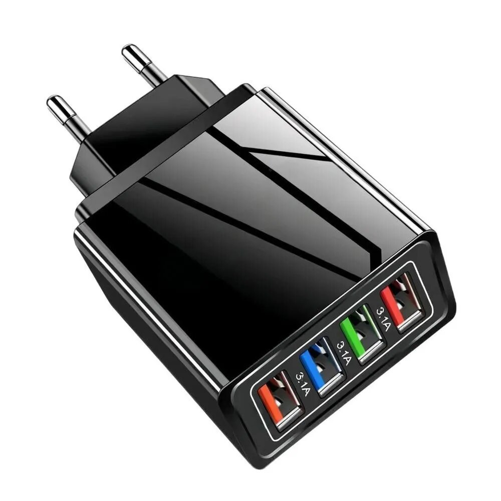 Зарядное устройство 4 USB порта 5V2A, сетевой адаптер для путешествий, европейская вилка