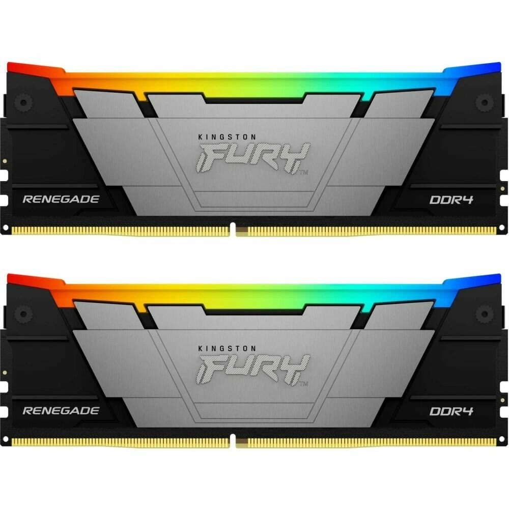 Оперативная память Kingston Fury Renegade, DDR4, 16Gb (2x8Gb), 3200MHz, CL16, DIMM, с радиаторами, RGB, черный