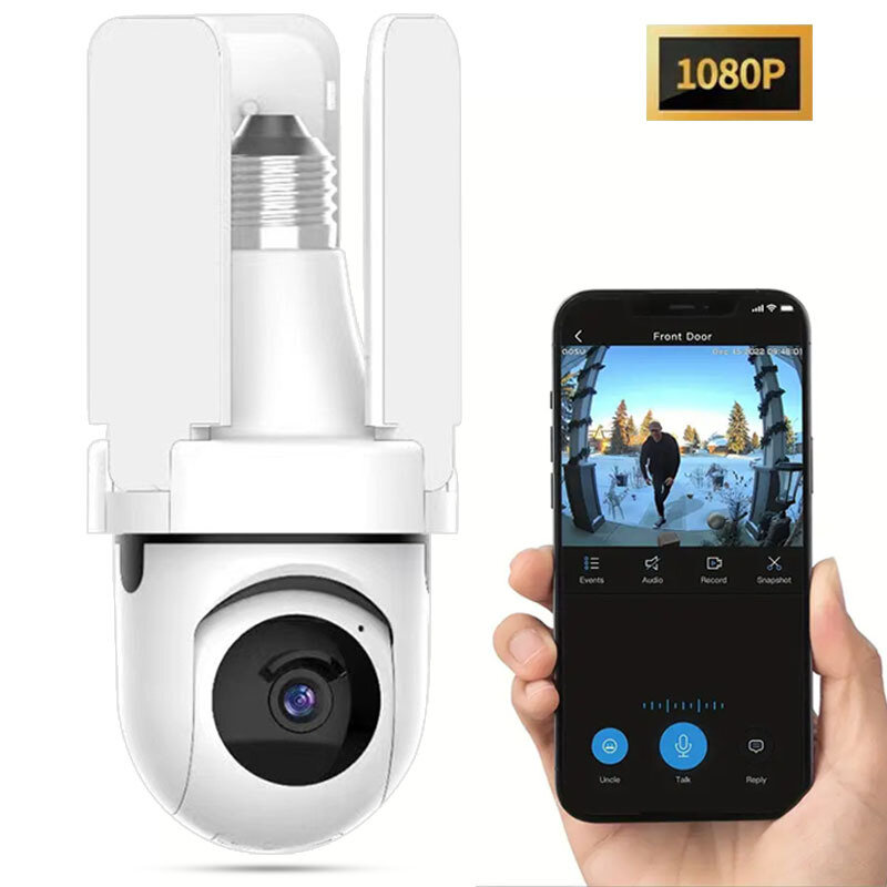 Беспроводной WiFi 360° HD-вентилятор с встроенным светодиодным освещением и камерой видеонаблюдения для внутреннего и