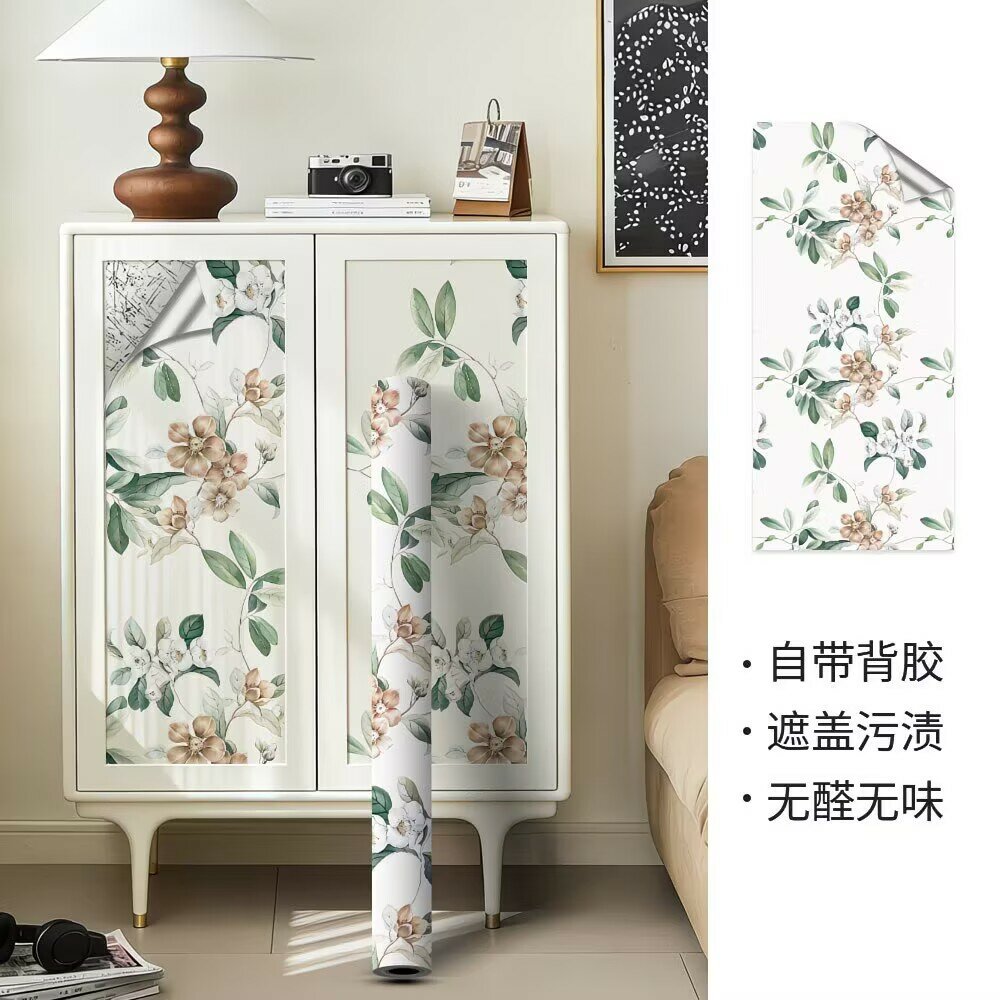 Самоклеящиеся обои во французском стиле — водонепроницаемые и влагостойкие; подходят для обновления шкафов и мебели или для отделки стен в ванной комнате; моющиеся. 44 см × 3 м.
