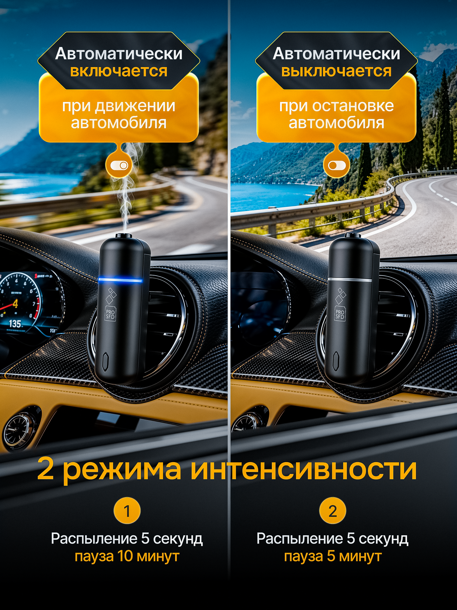 Ароматизатор в машину А807 черный, беспроводной, 5мл, 6шт, PROSFD — фото 1