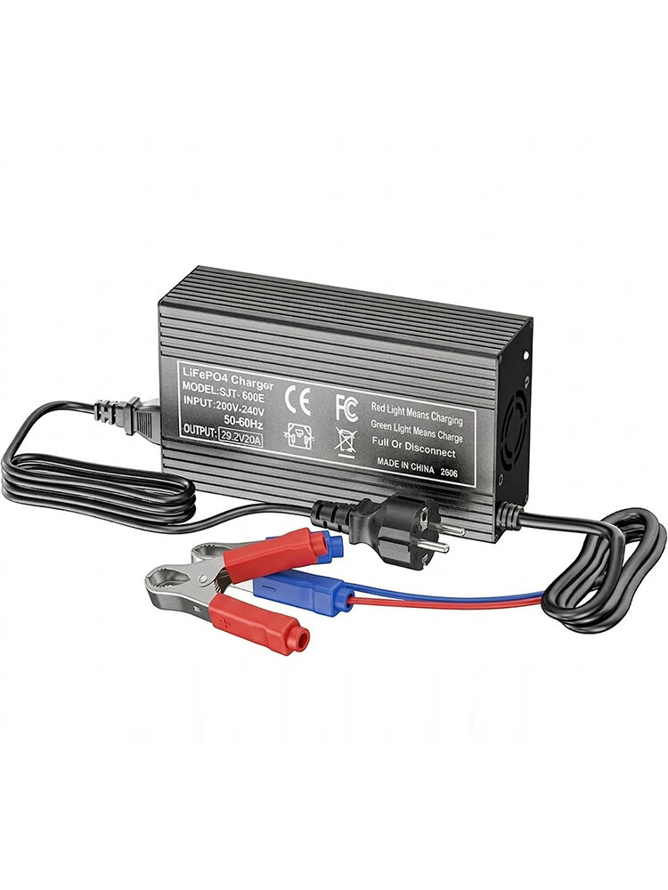 Зарядное устройство LiFePO4 29.2V 20A для аккумуляторного блока 24V 25.6V, быстрая умная зарядка для RV, лодок и солнечных систем