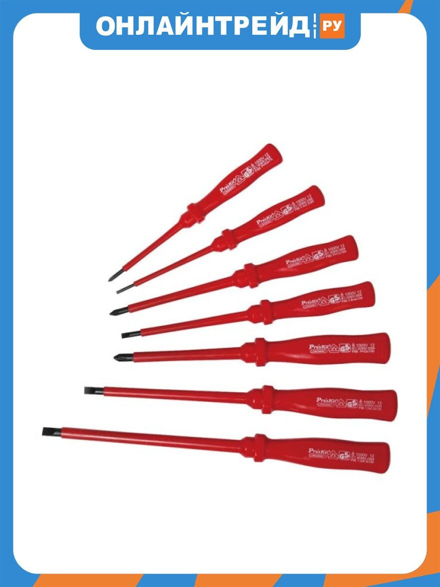 Набор отверток изолированных Pro'skit 8PK-8100E, 4х -, 3х +, 1000В