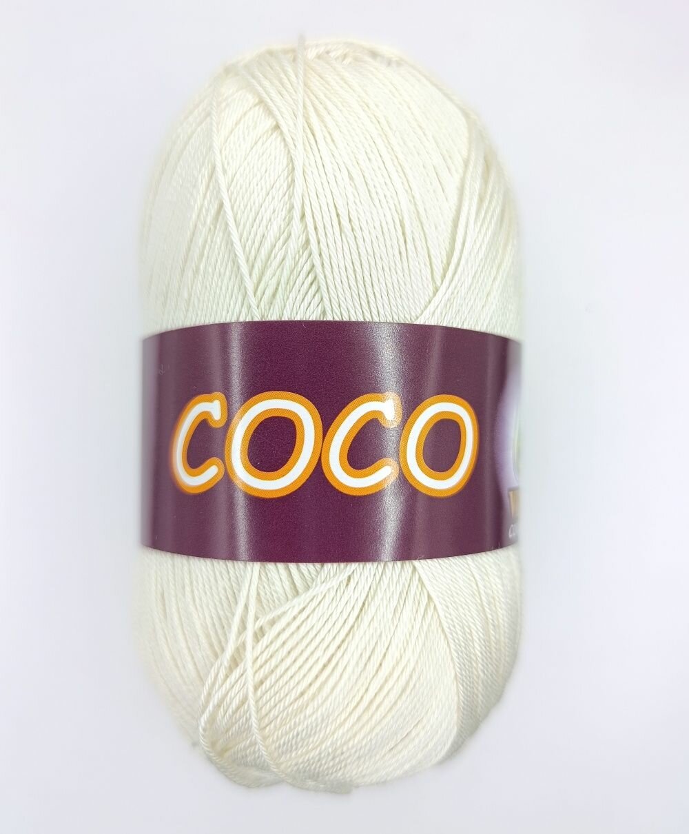 Пряжа для вязания Vita Coco 3853 светло-молочный 50 гр/240 м 100% мерсеризованный хлопок