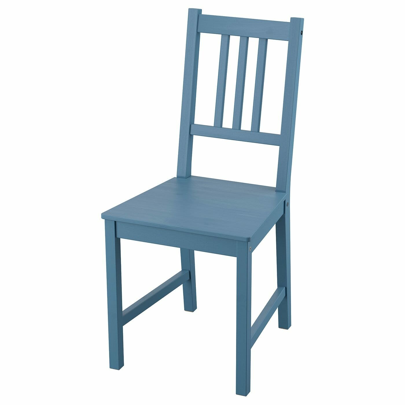 Стул IKEA PINNTORP, синяя морилка, массив сосны, без подлокотников 306.351.75