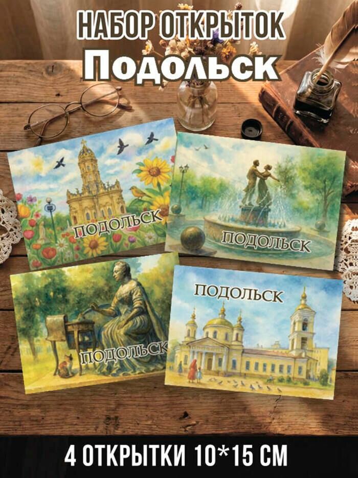 Набор открыток Подольск 4 шт 10х15 см
