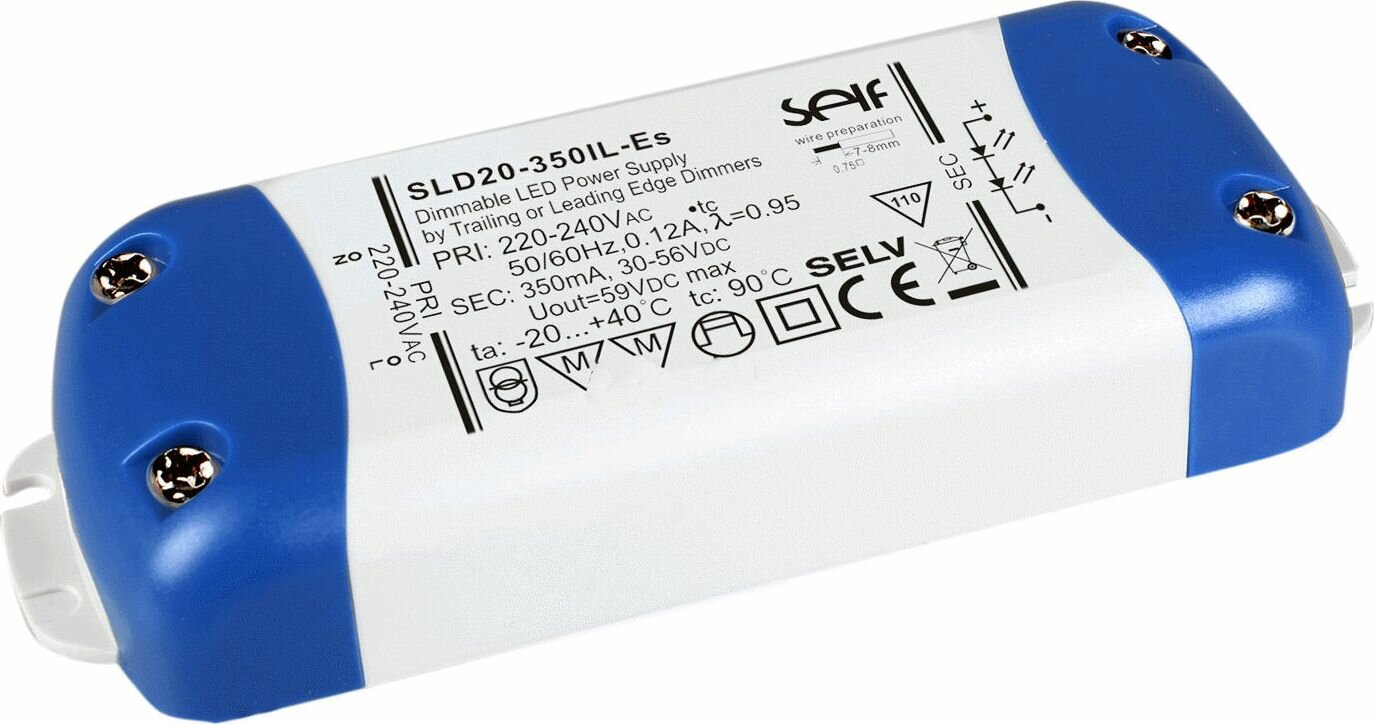 SELF SLD20-500IL-ES Блок питания IP20 20Вт 20-40В/0,5А диммируемый, 1шт