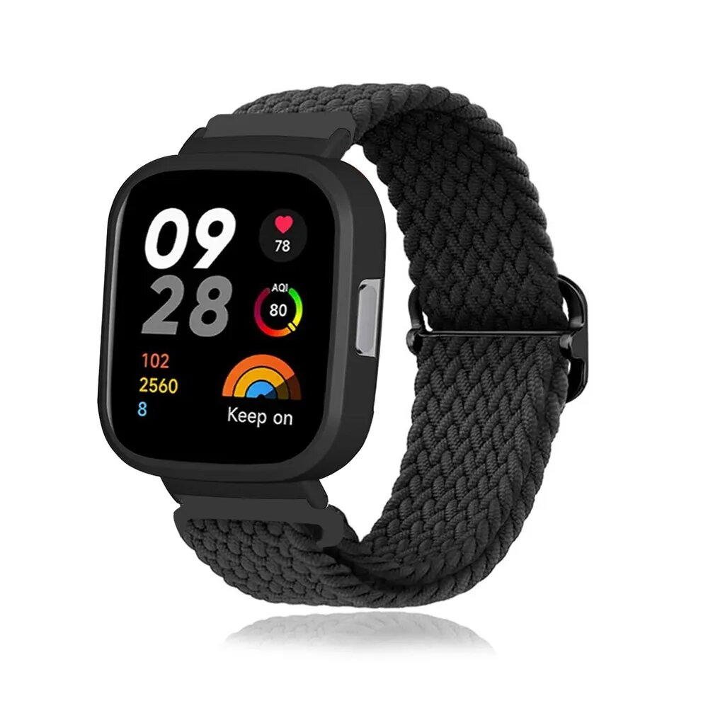 Эластичный тканевый ремешок для Xiaomi Redmi Watch 3 Lite / Redmi Watch 3 Active с регулируемой длиной Браслет с пряжкой Мужской и женский