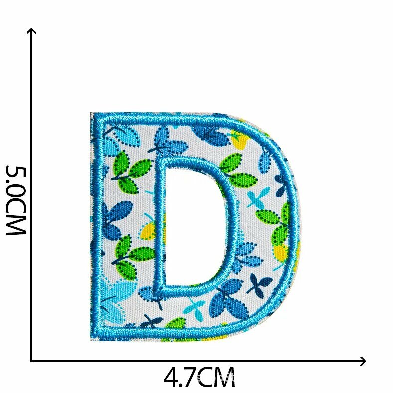 Вышитая нашивка буква D, 5.0x4.7 см, синяя