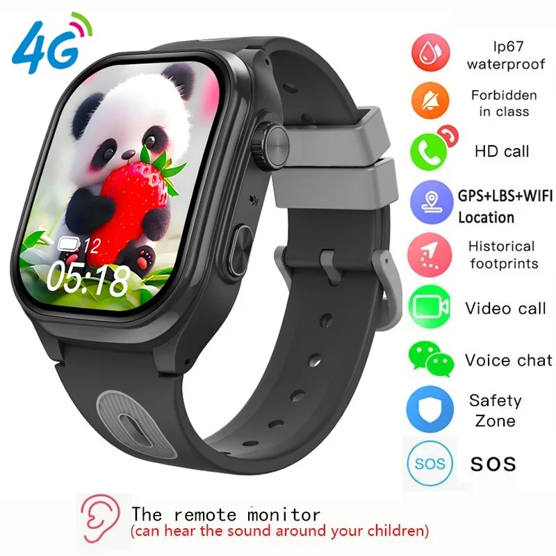 Детские смарт-часы MALMI 4G GPS, черные