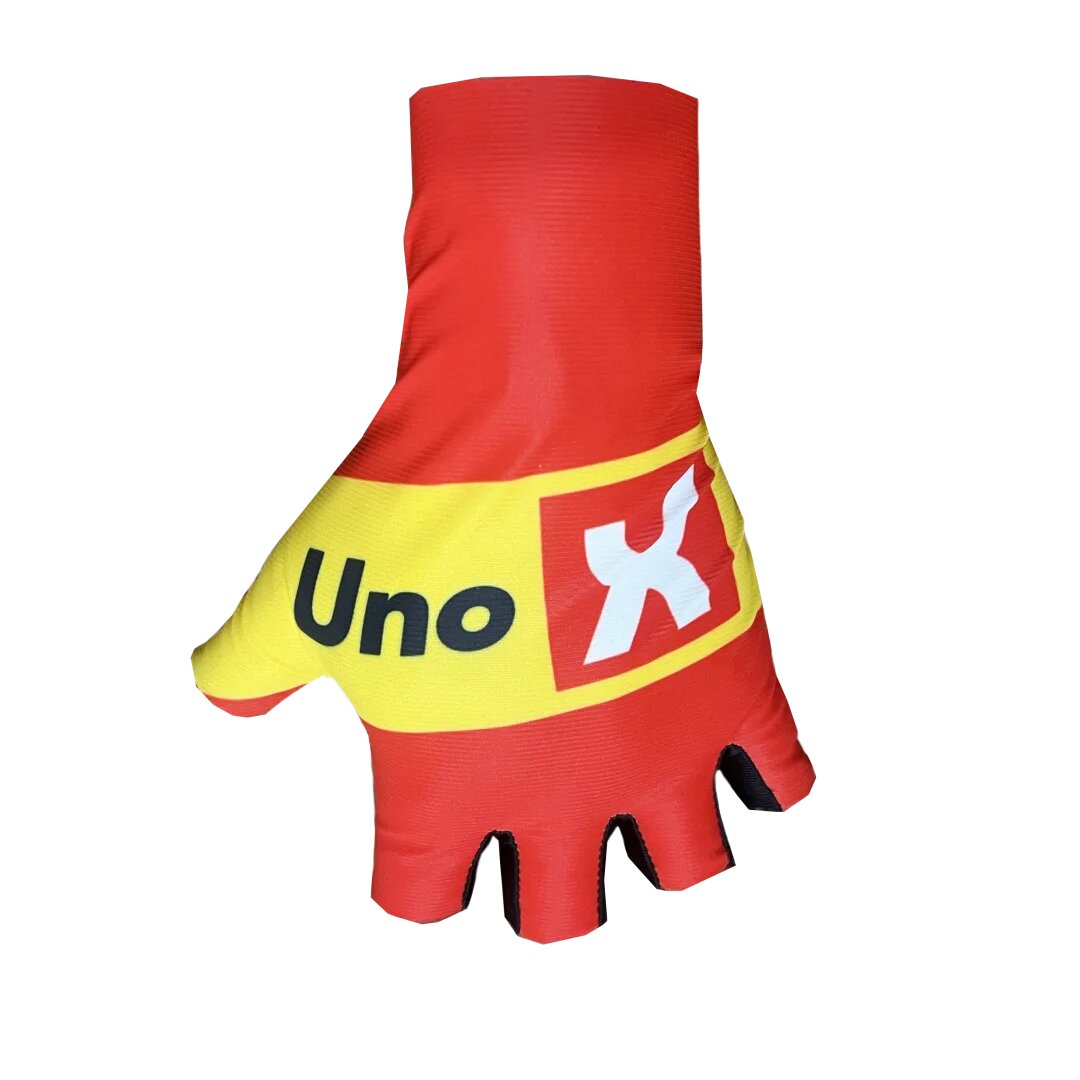 UNO X Team Half Finger Cycling Gloves + Cycling Socks XL, GLOVES