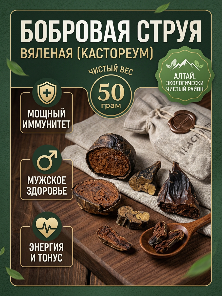 Бобровая струя вяленая 50 г.