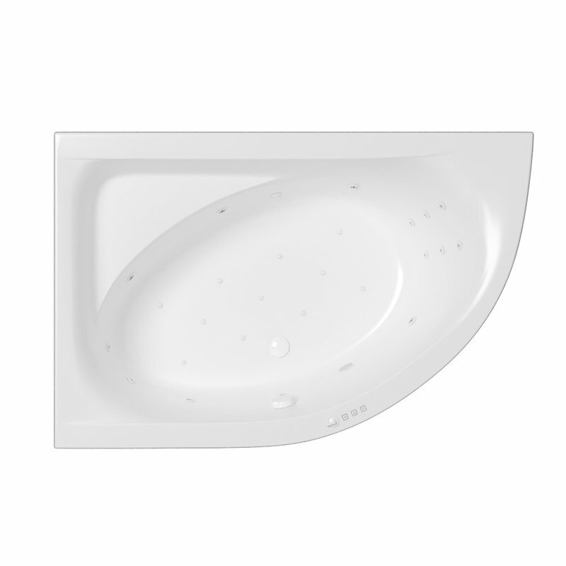 Акриловая ванна WHITECROSS 170x110 см, угловая, левая, встраиваемая, с гидромассажем, белая, асимметричная, с каркасом, с сиденьем, со сливом-переливом, с донным клапаном, фурнитура белая, 14 форсунок гидромассажа, с аэромассажем