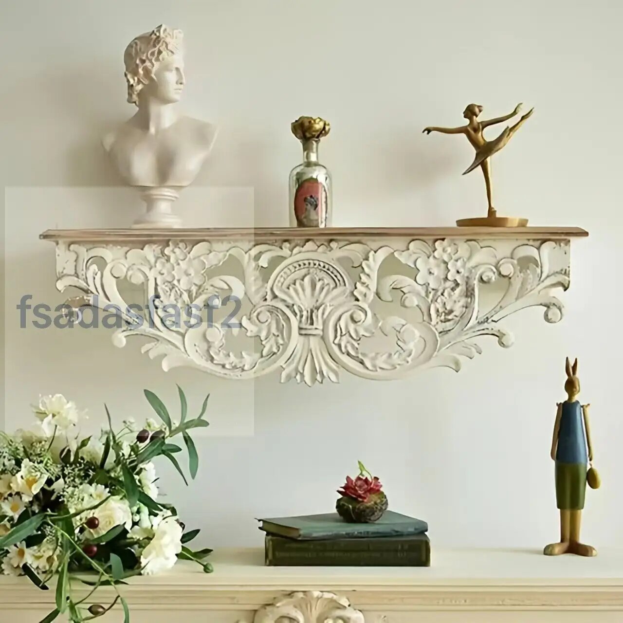 Настенная полка "French Vintage", дерево, белая, 78 x 20 x 23см