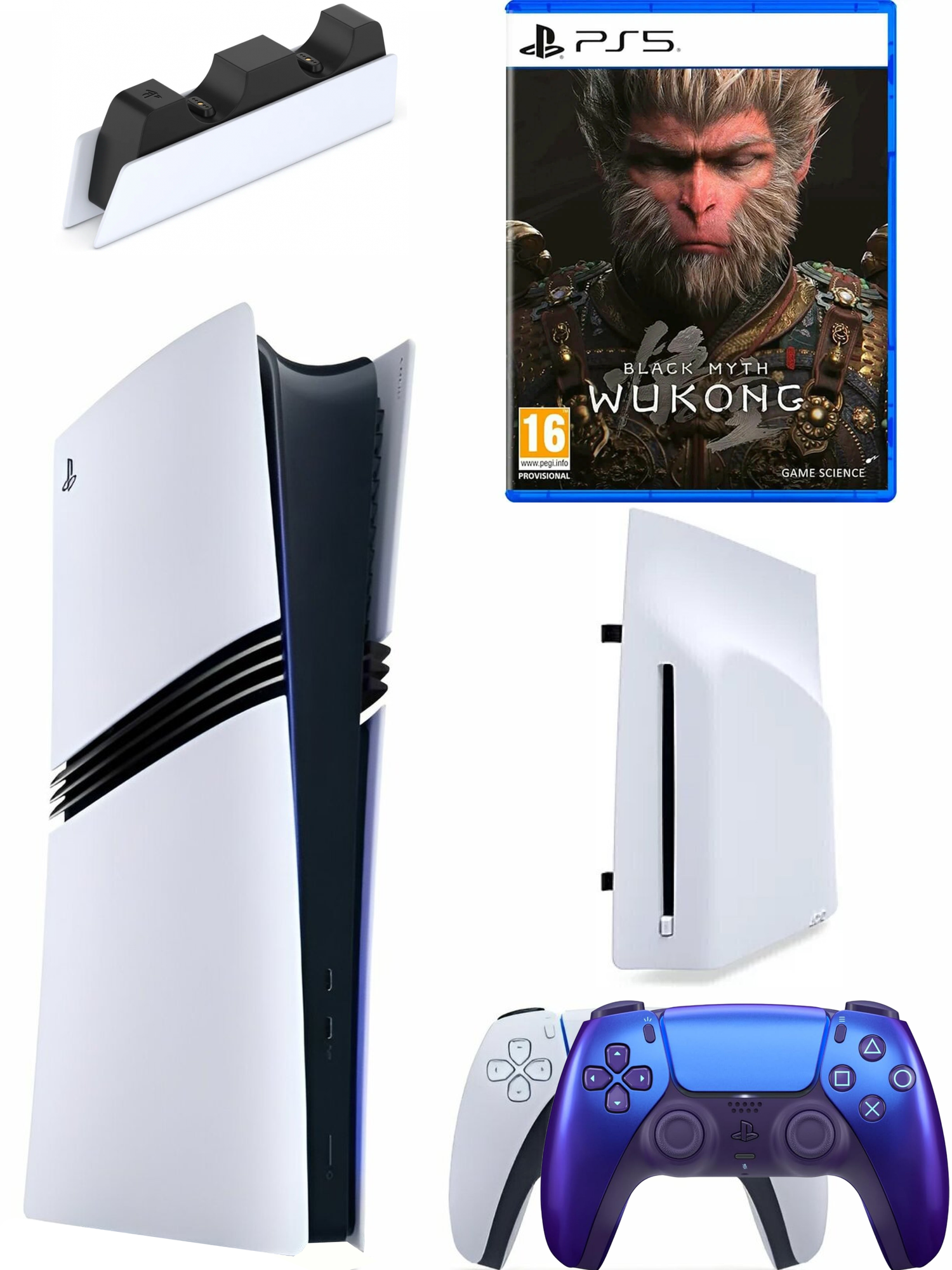 Игровая приставка Sony PS 5 Pro Digital Edition+Зарядная станция+ Дисковод +2-ой геймпад+Black Myth: Wukong, 2Tb SSD