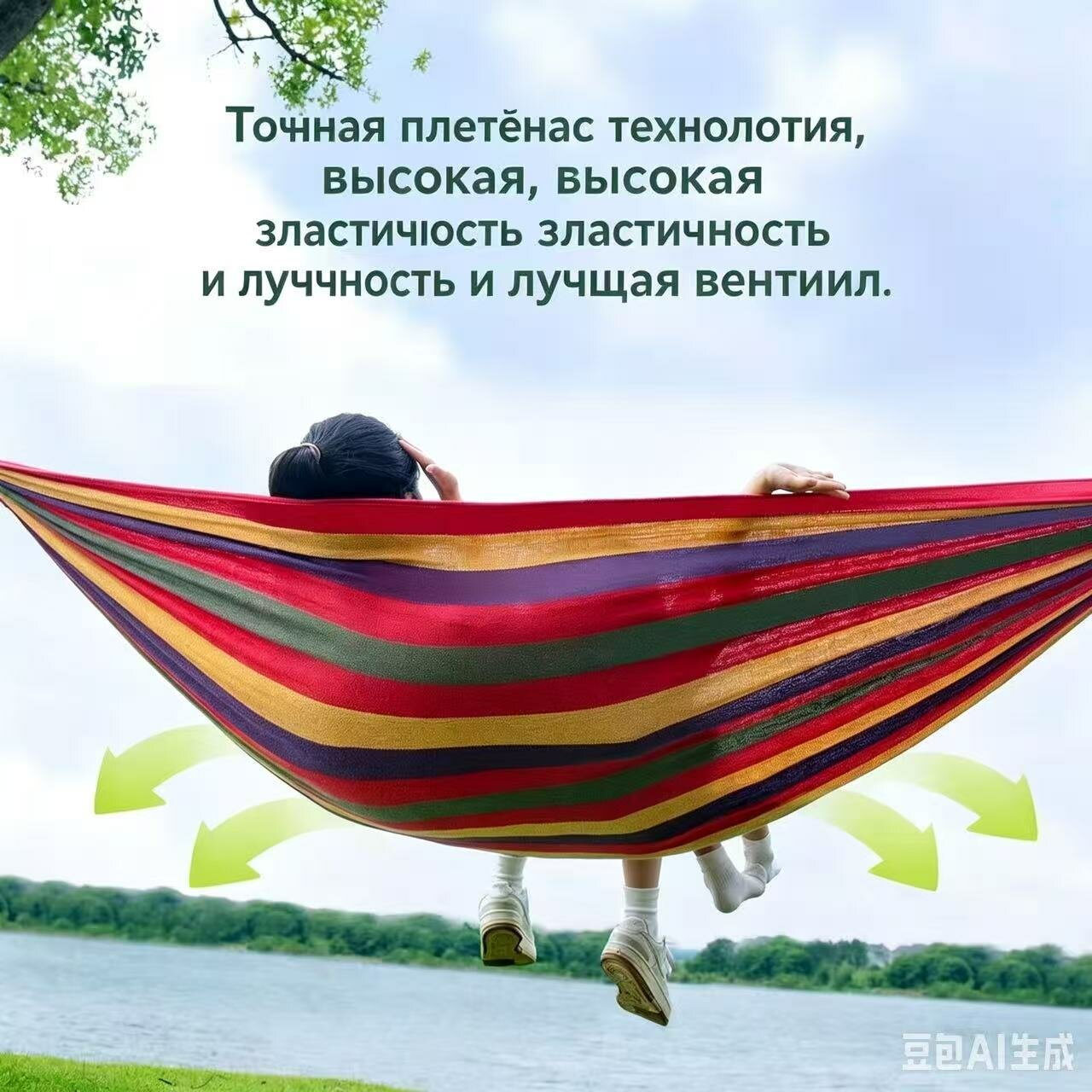Прочный парусиновый гамак на двоих, грузоподъёмность до 350 кг, не переворачивается