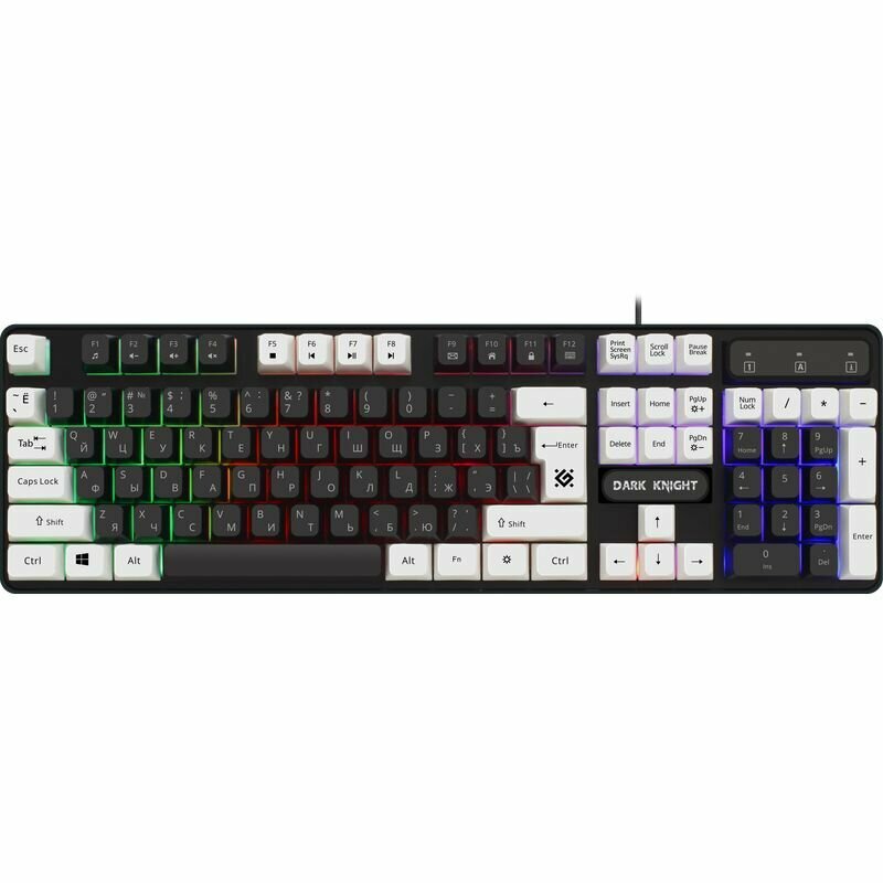 Клавиатура проводная Defender Dark Knight GK-077, USB, черный/белый