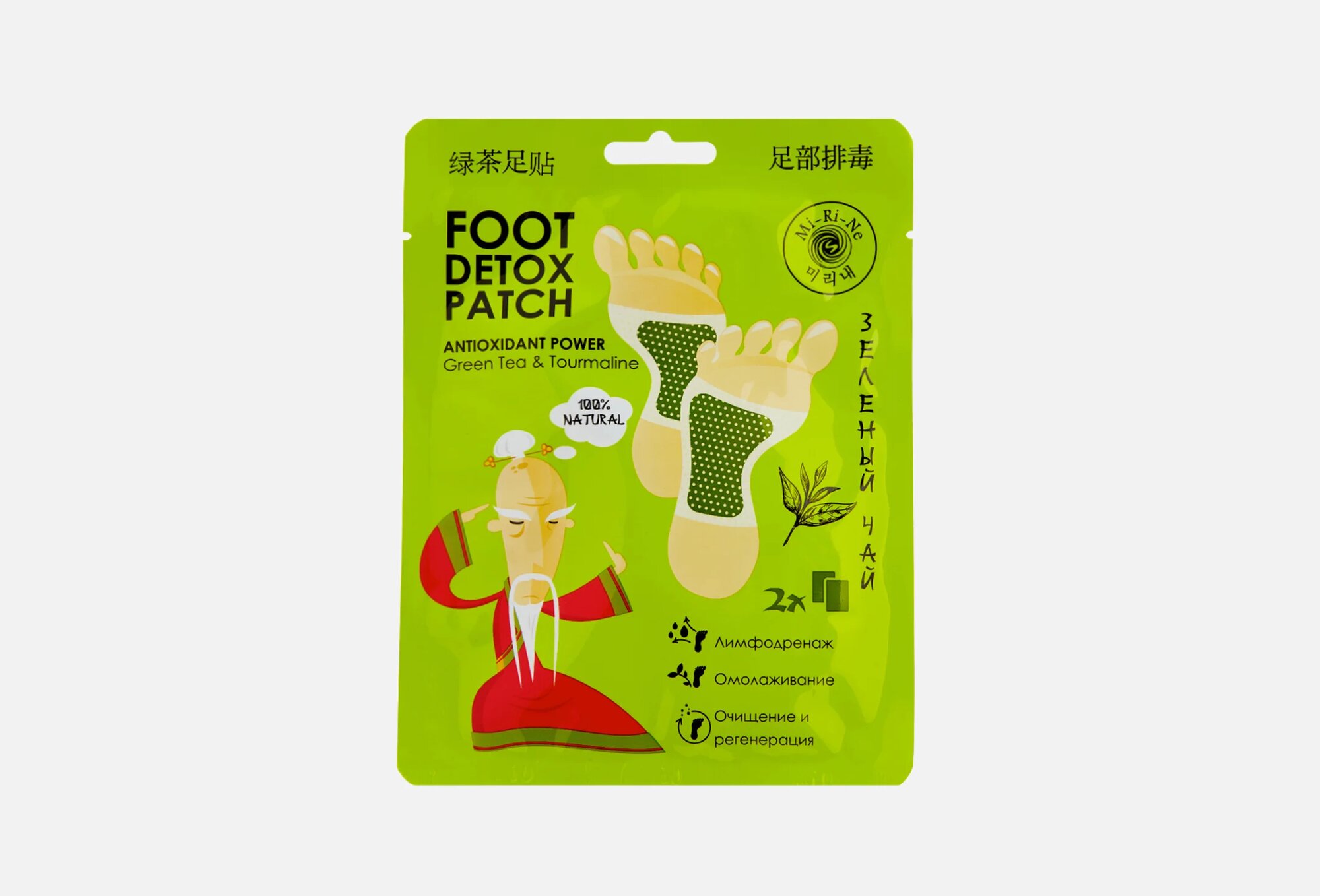 Mi-Ri-Ne foot detox patch antioxidant power Green Tea and tourmaline детокс-патчи для ног с зеленым чаем 1пар